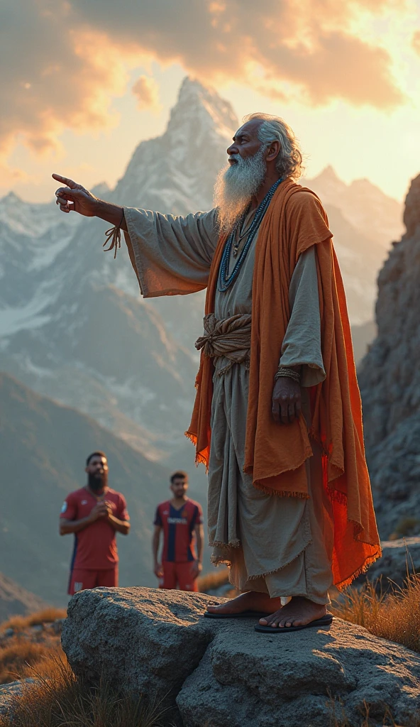 Sadhu baba Johni Singh pointing his finger towards the distant ...