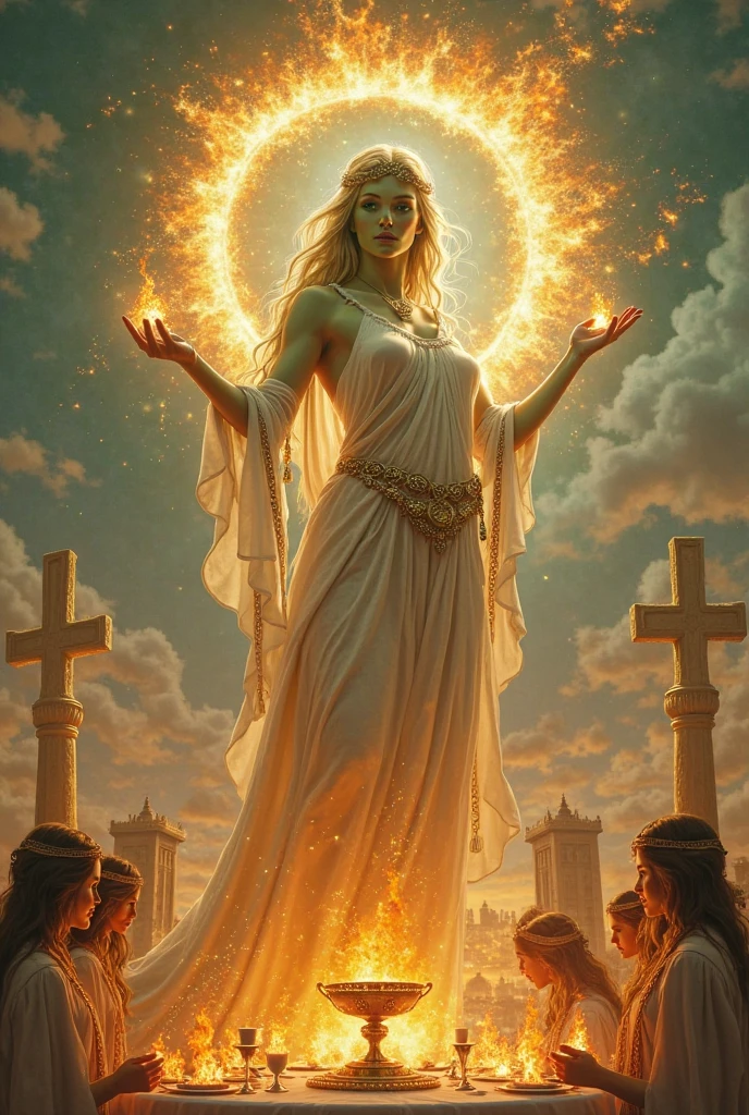 Goddess Messiah, tall beautiful with blonde hair and green eyes - SeaArt AI