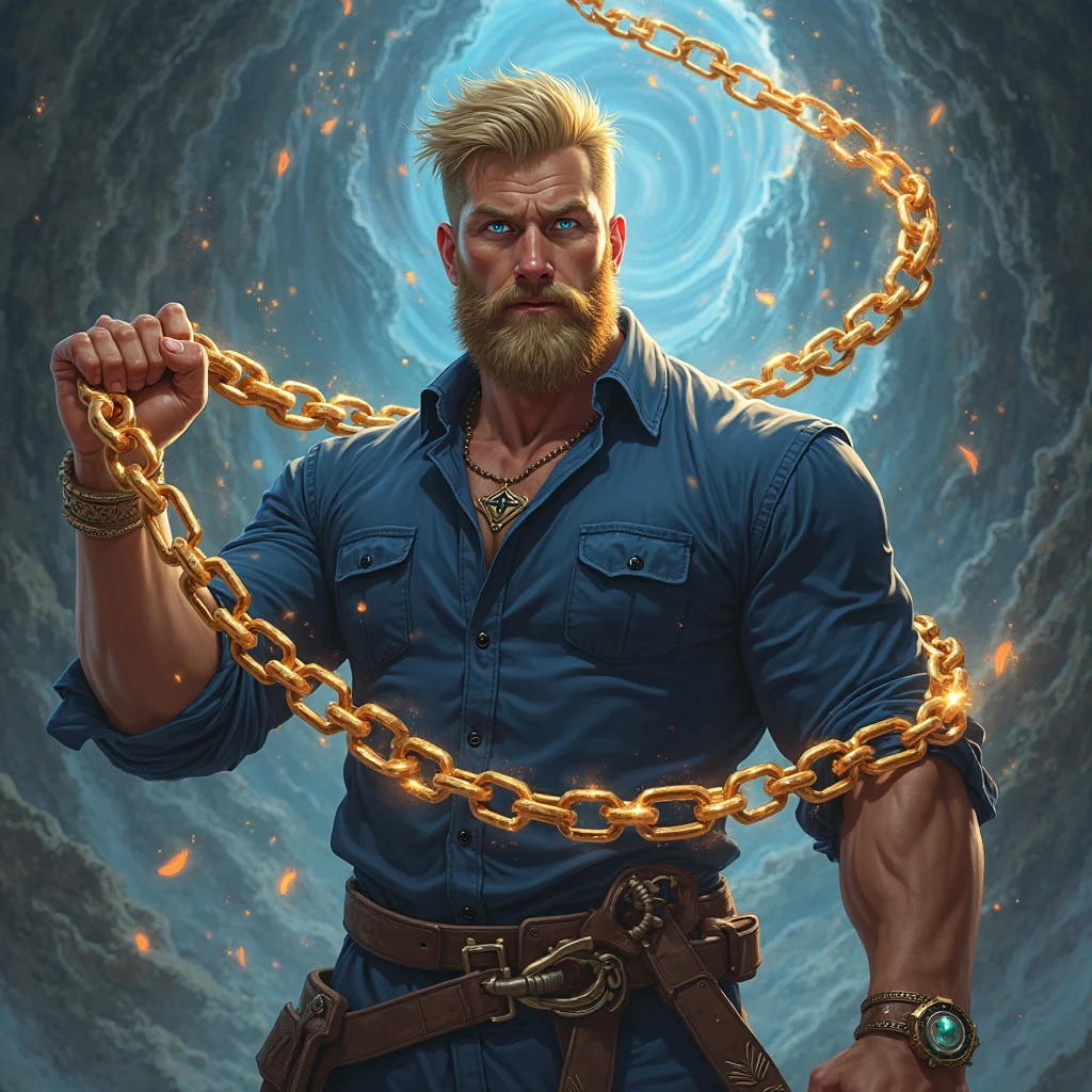 Tall and strong handsome man with short blond hair with a short beard ...