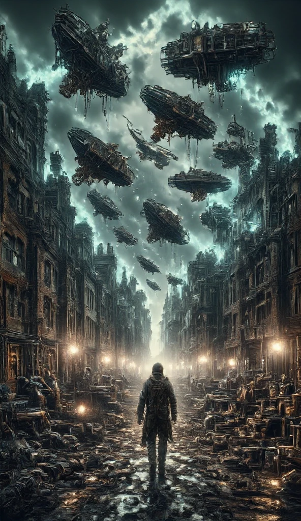 An epic scene of mystical steampunk war in the beginning of the century ...