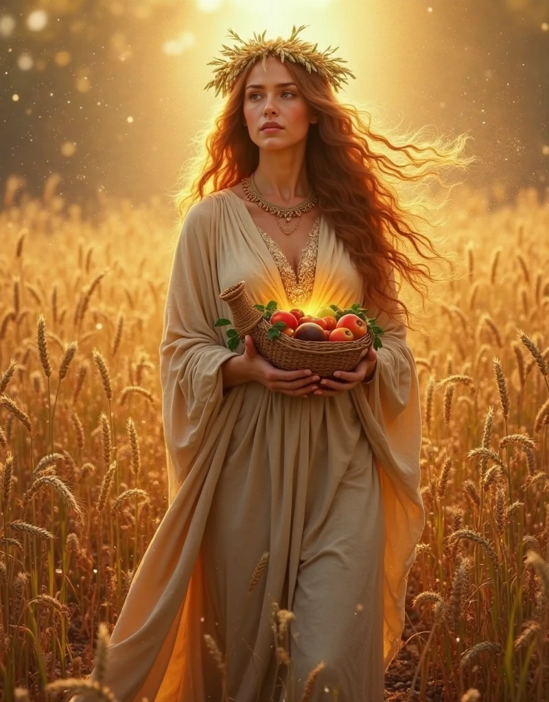 Demeter, the Greek goddess of the harvest and sacred earth, rises from ...