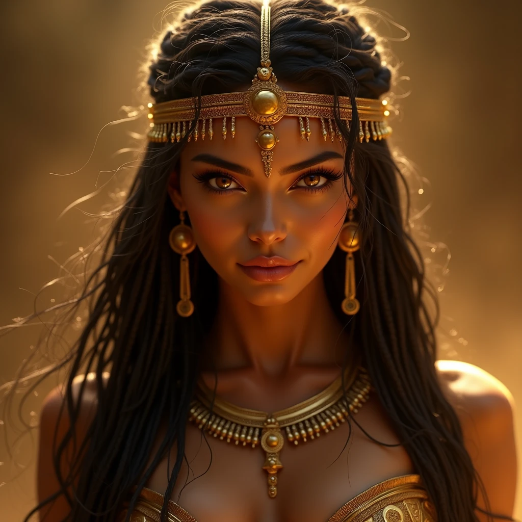 Hyper-realistic digital portrait of the Mesopotamian goddess Inanna ...