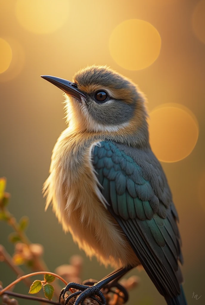 A mesmerizing close-up portrait of a gorgeous little bird illuminated ...