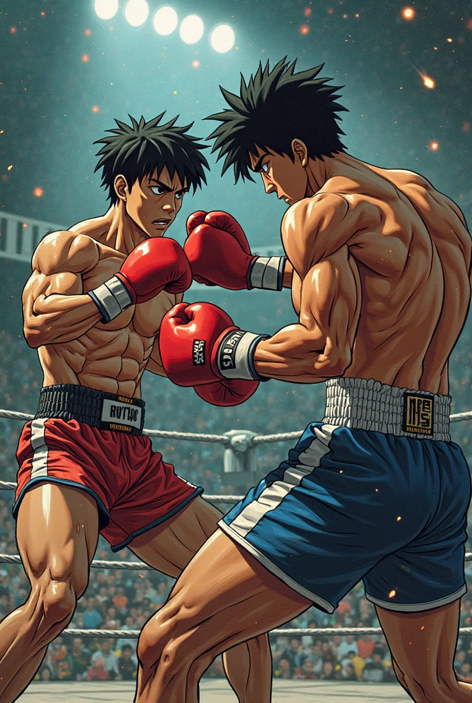 A cartoon image of two boxers fighting in a boxing ring - SeaArt AI