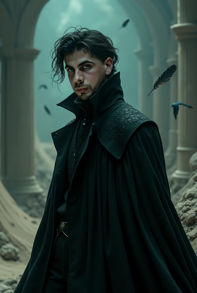 "Hyper-realistic portrait of a man styled as Dream from The Sandman ...