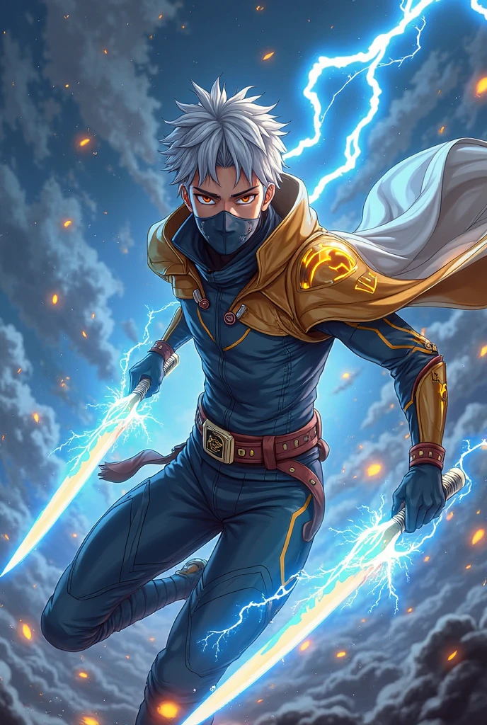 A dynamic anime-style poster of a lightning-fast ninja assassin ...