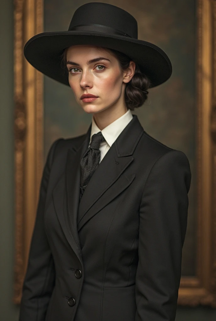 Create an image of a woman with Caucasian traits, slender and ...