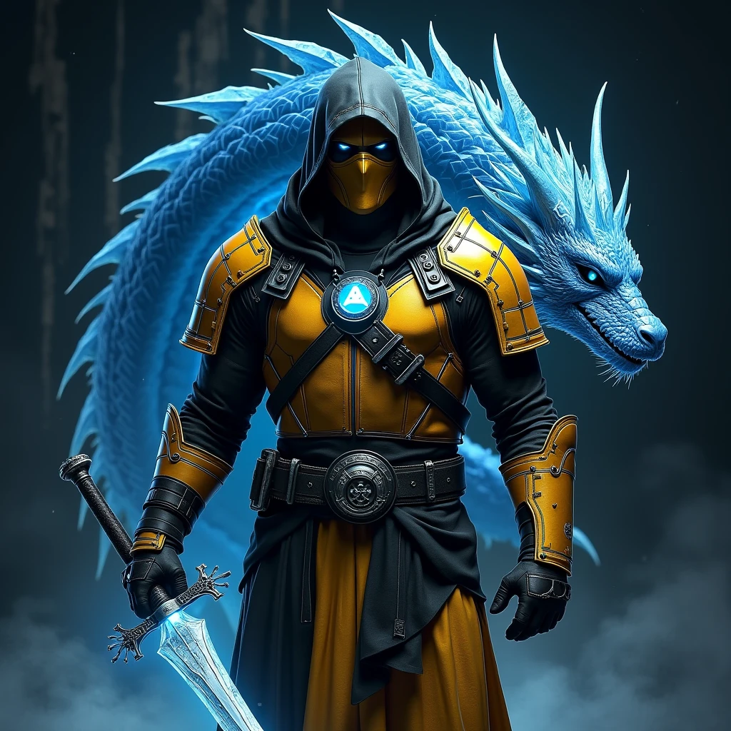 An imposing and mysterious warrior standing in a position of power ...
