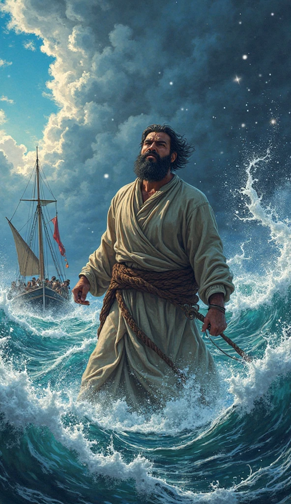 Create an image of Jonah on the boat in an anime Bible story - SeaArt AI