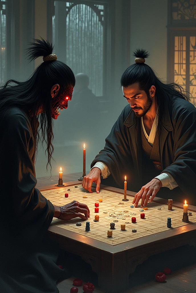 Kibutsuji Mozan playing Go game against Zofan Ao Fang Yuan - SeaArt AI
