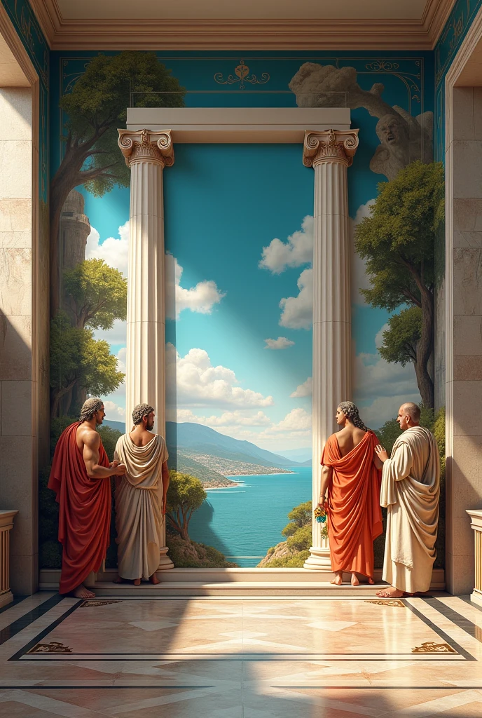 Mural design for Greece museum - SeaArt AI