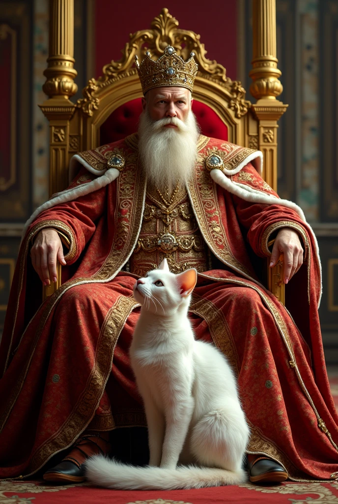 A powerful and majestic emperor sitting on a golden throne in a grand ...