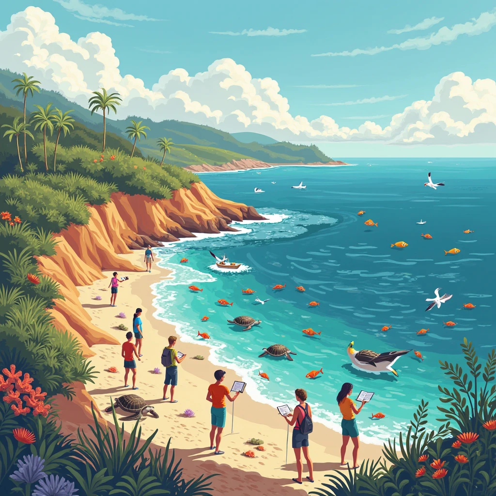 "Coastal scene that represents the protection of the coastline and ...