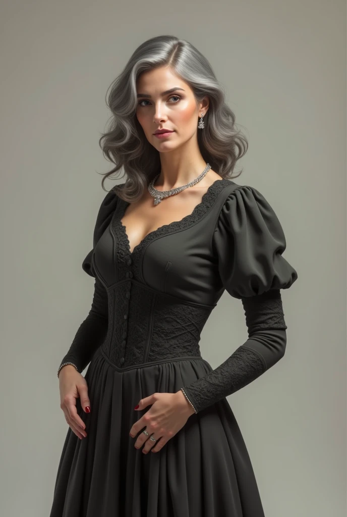 She has gray hair, is Russian and is white with pronounced ???? - SeaArt AI