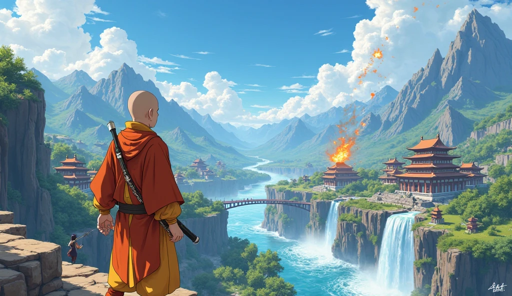 A third-person action-adventure video game scene inspired by Avatar ...
