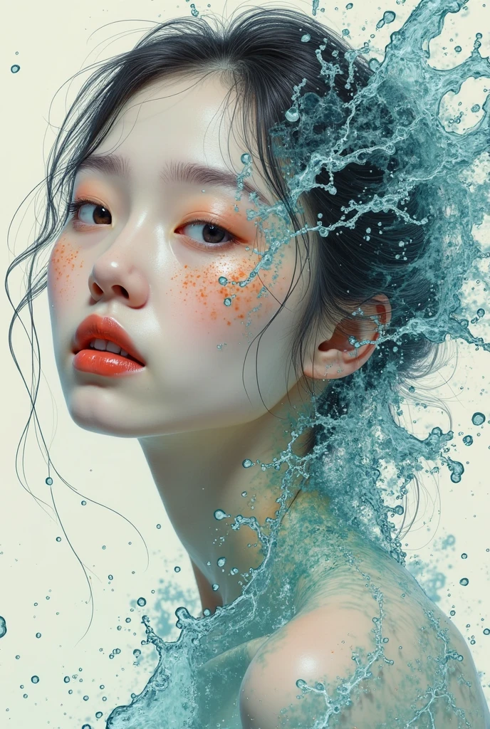 Ethereal female portrait, delicate features, soft eyes, gentle lips ...