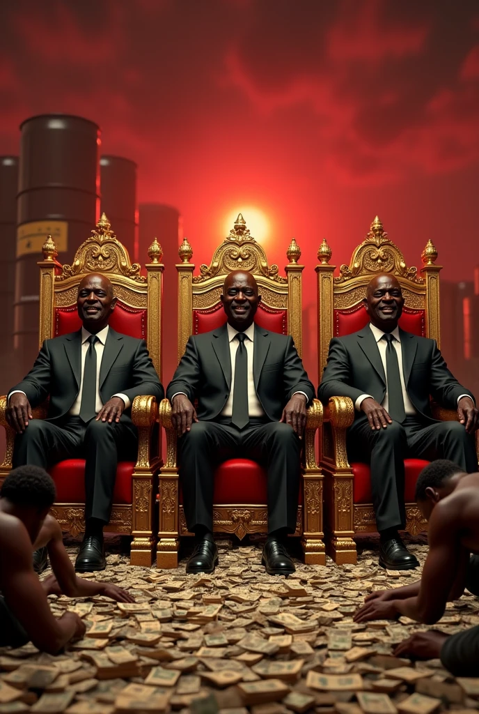 A hyper-realistic 3D digital artwork showing a group of Angolan ...