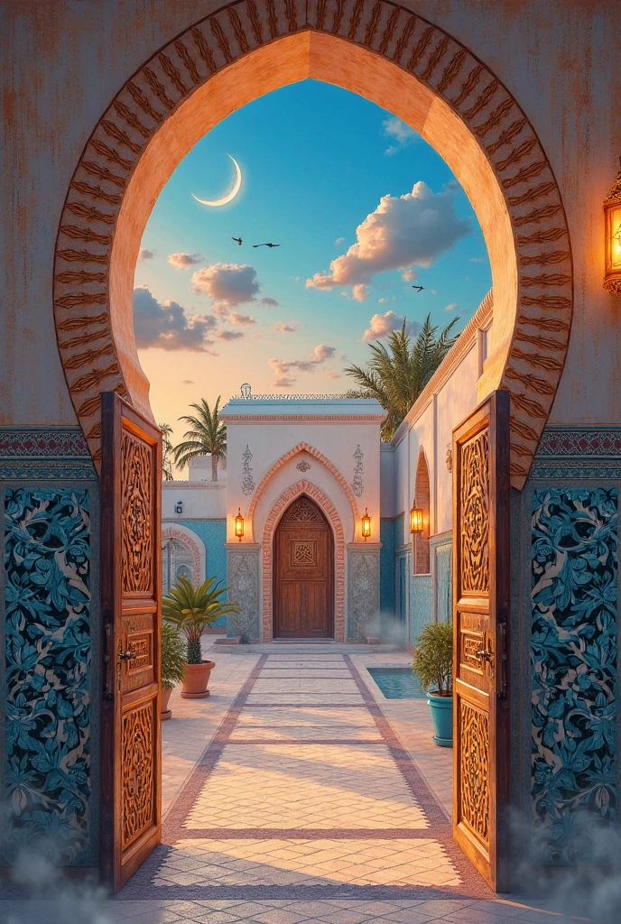 "A surreal view through a keyhole into a magical world blending modern ...