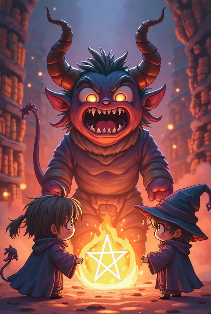 Adorable chibi anime style, cute child summoners in wizard robes ...