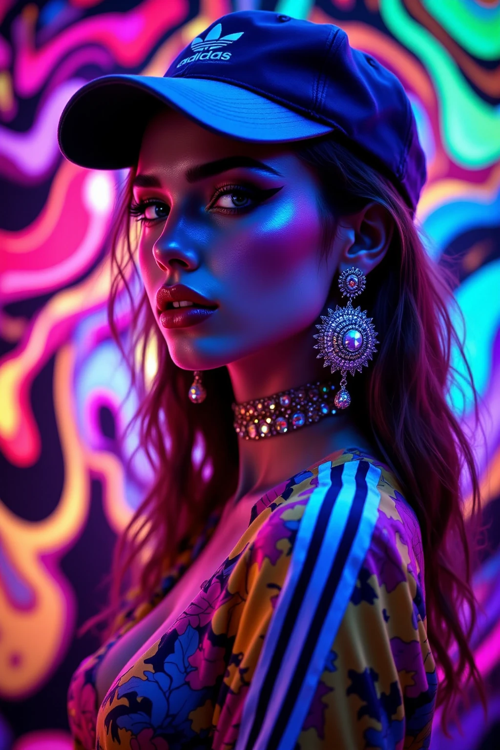 Nahaufnahme, Modeshooting, neon color block colors of an eccentric ...