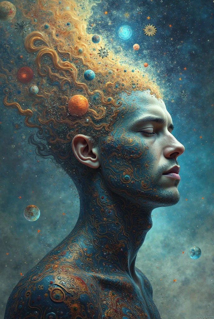 Male abstract head cosmic thinker - SeaArt AI