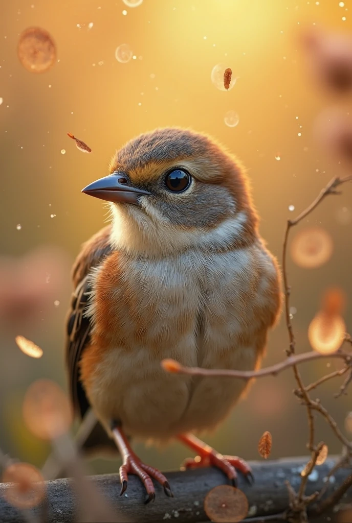 A mesmerizing close-up portrait of a gorgeous little bird illuminated ...
