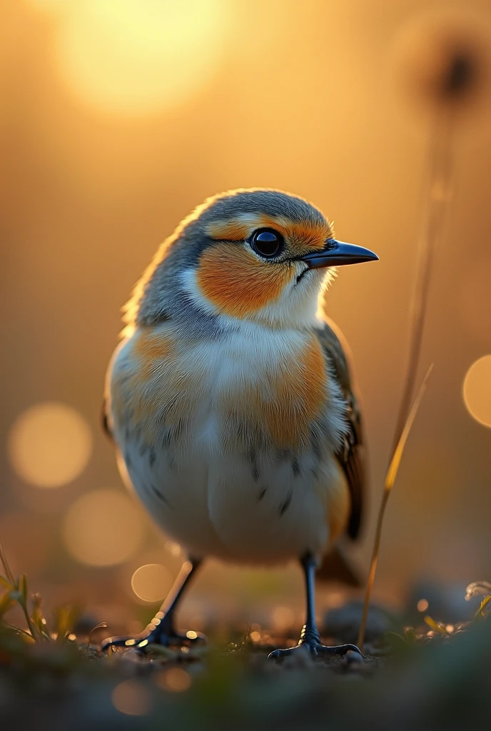 A mesmerizing close-up portrait of a gorgeous little bird illuminated ...