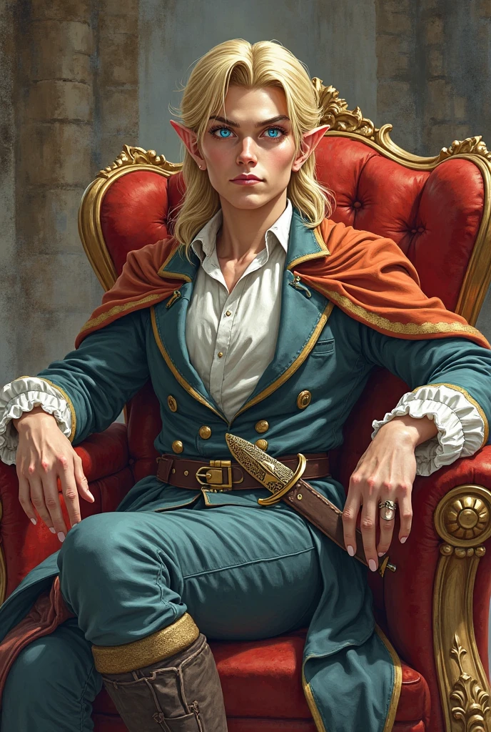 Front view full body token elf male, elf nobleman in a superiority ...