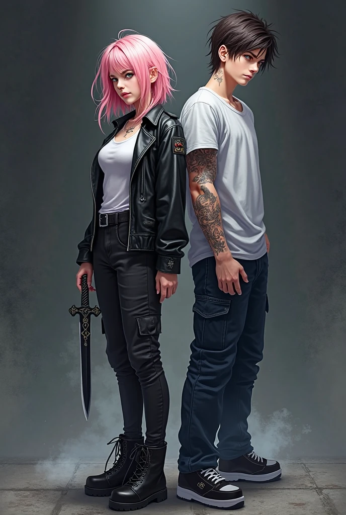 A highly detailed, realistic fanart-style illustration of two young ...