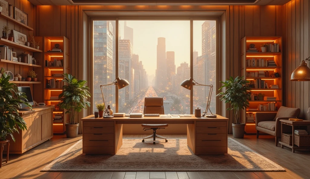 A cozy futuristic streaming studio background with a symmetrical ...
