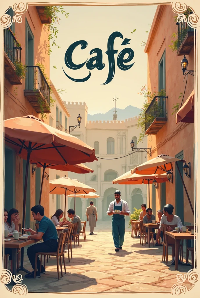 Certainly! Here is a detailed description for your cafe poster based on ...