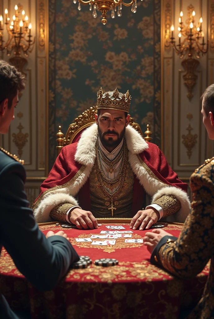 Create an image of a reckless King playing poker - SeaArt AI