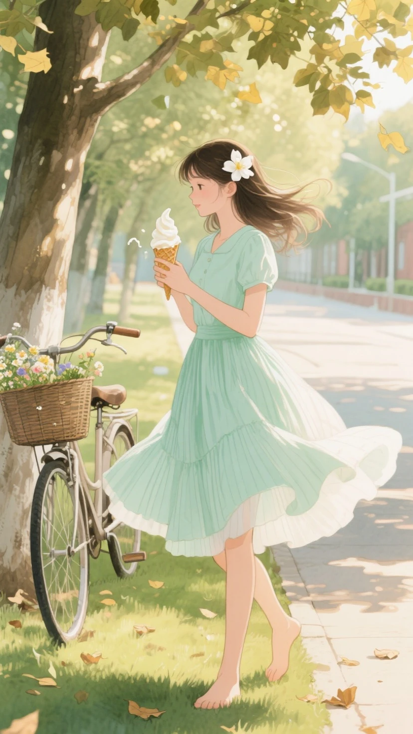 Watercolor art illustration style。The picture focuses on the tree ...