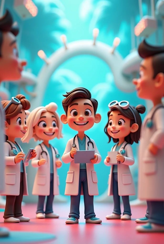 Create a set of 3D cartoon specialist doctors comprising of male and ...