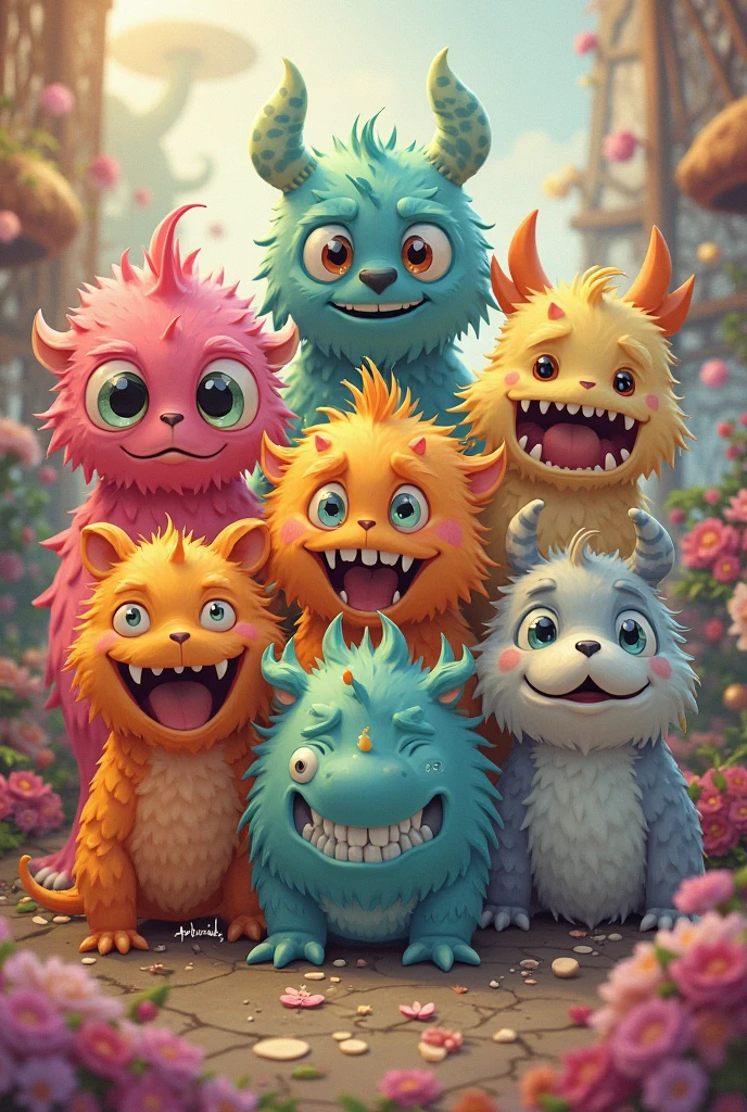 Cute little monsters that represent different moods/emotions - SeaArt AI