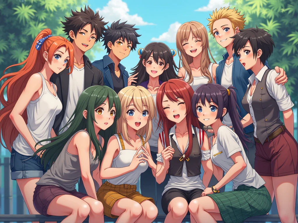 Create a group anime group picture. There have 6 Six girls and 5 five ...