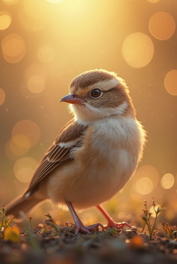 A mesmerizing close-up portrait of a beautiful little bird illuminated ...