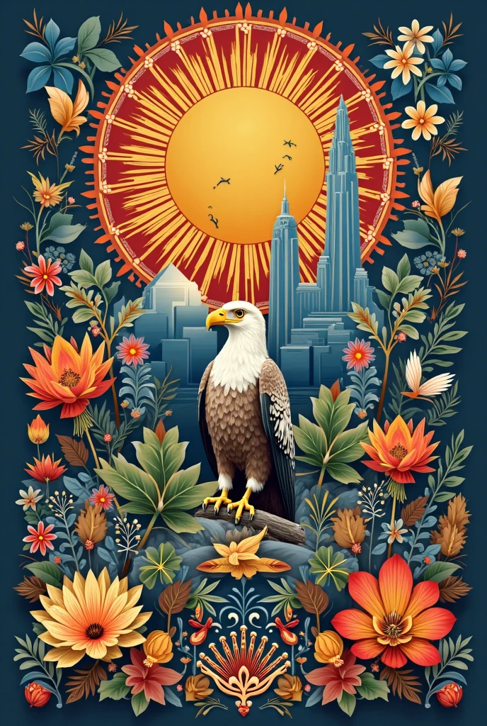 Create a poster art with the topic economic and political symbols of ...