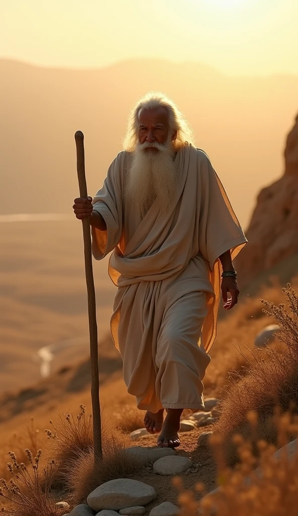 Ultra-realistic image of Moses, an elderly man of 120 years, with long ...