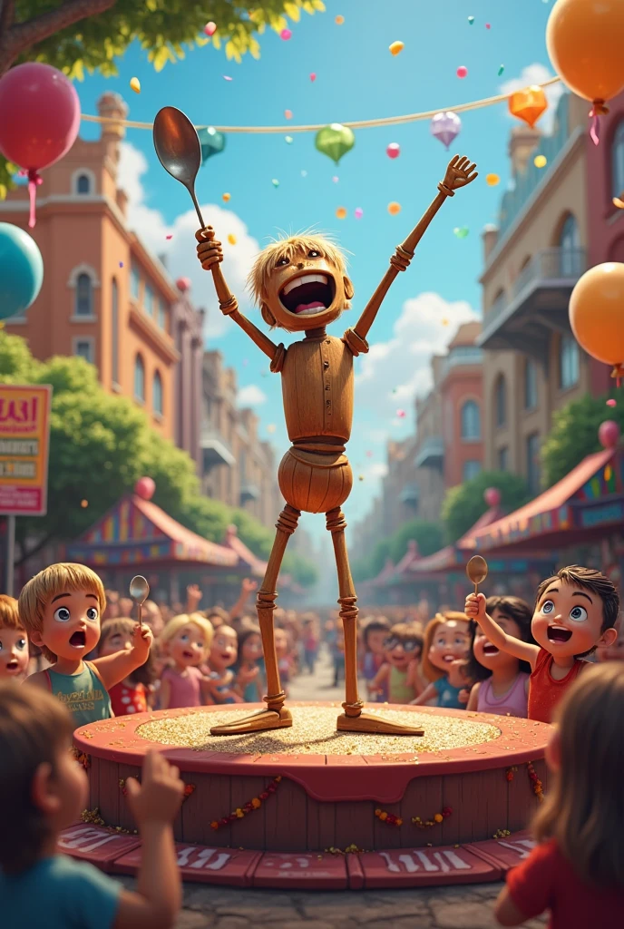 Image 5: Viral Fame as Spoon Singer Prompt: A stage set up in a ...