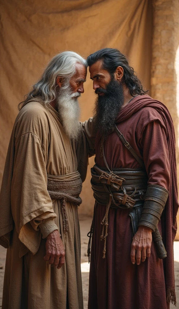 Ultra-realistic image of Moses, an elderly man aged 120, long white ...