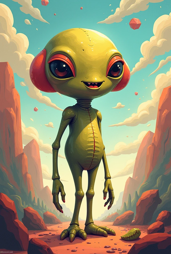 Generate me a cartoony alien picture - SeaArt AI