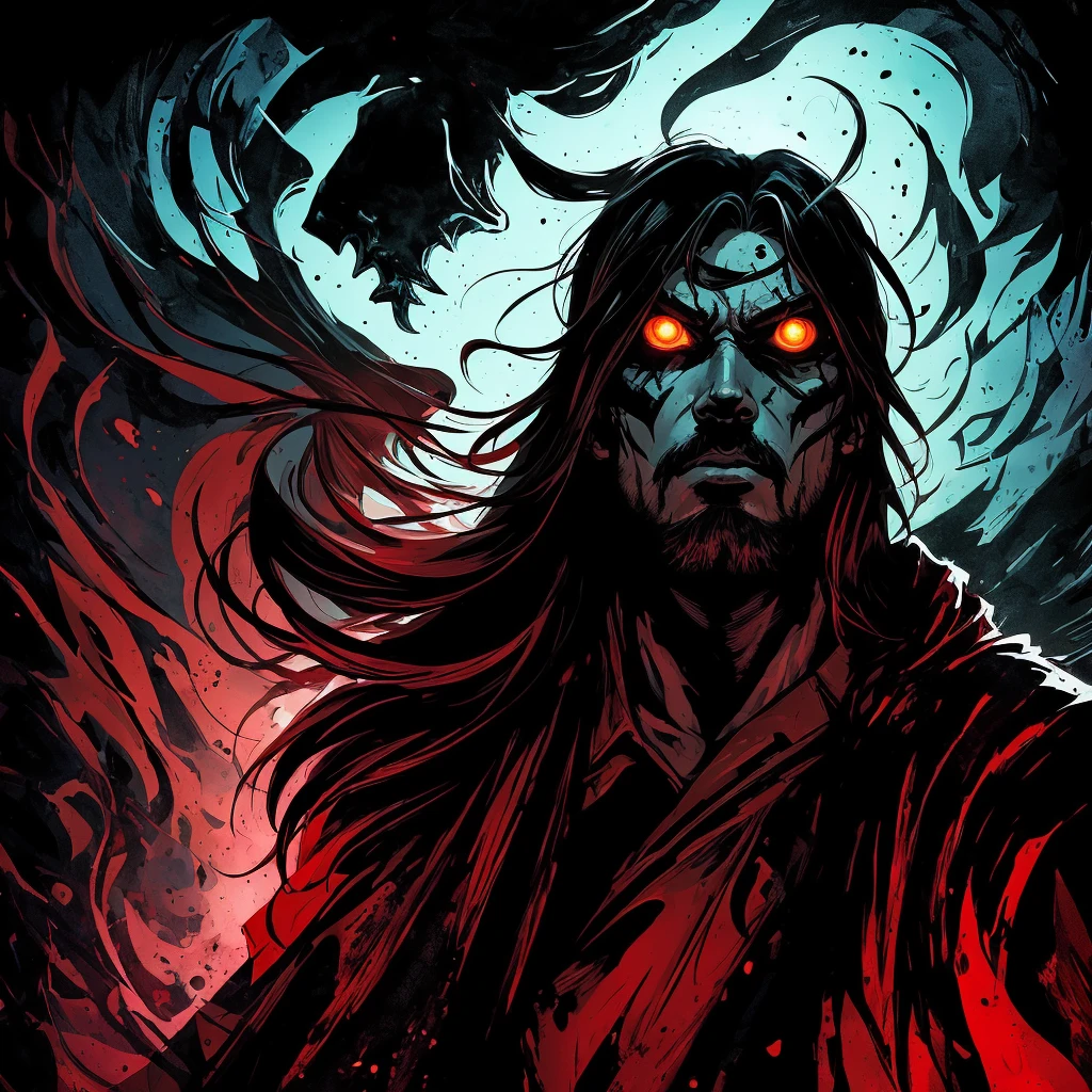 A highly stylized, dark fantasy illustration of a Cyclops-like man with ...