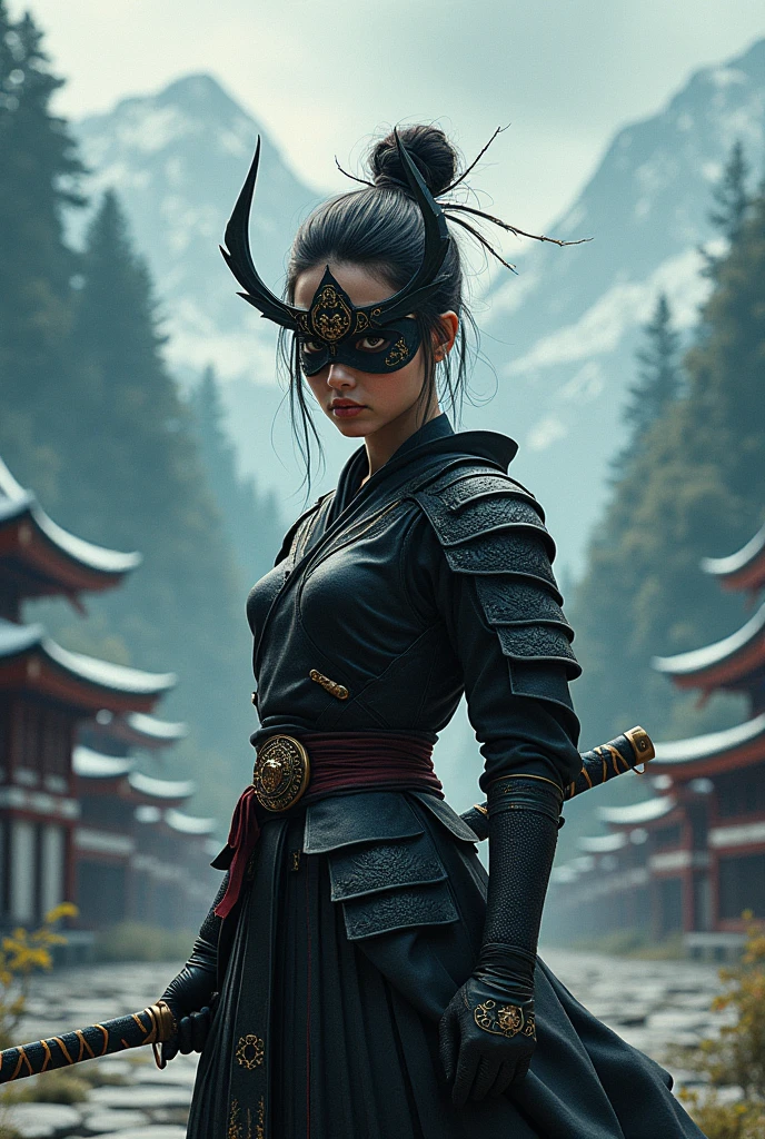 The masked and mysterious samurai girl with super powers - SeaArt AI