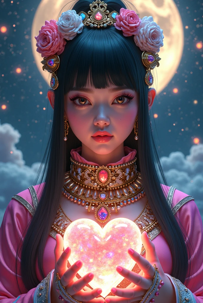 A realistic, hyper-detailed CG bust-up portrait of a young, plump ...