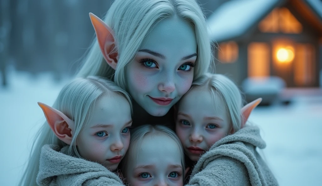 Close-up shot of a breathtakingly beautiful alien siren with human ...