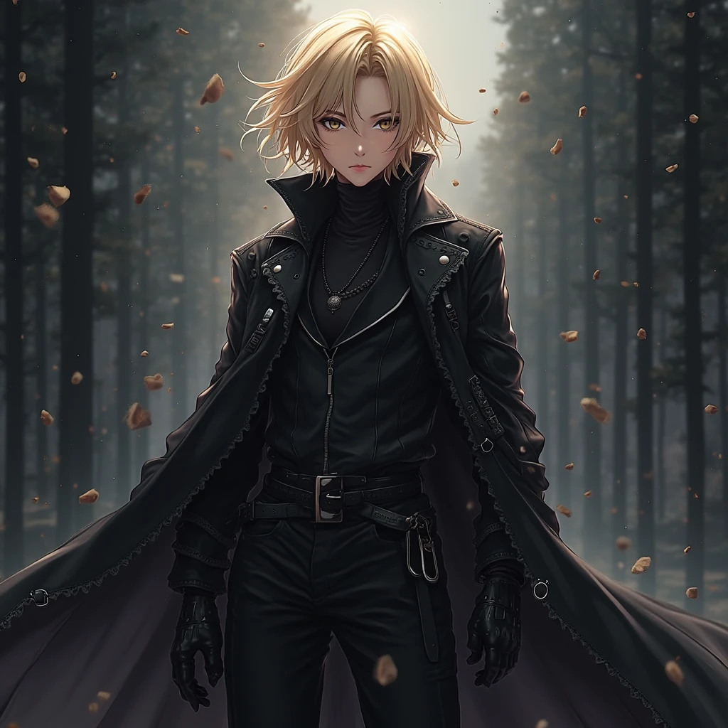 A highly detailed anime character with shiny blond hair, wearing ...