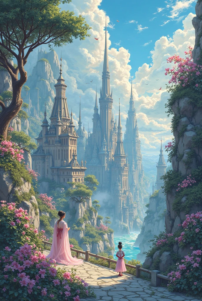 Generate me an Isekai aesthetically beautiful painted like manwha manga ...