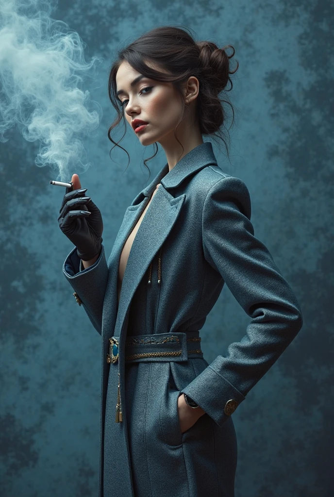Majestic woman with arrogant look, who casually holds a cigarette ...