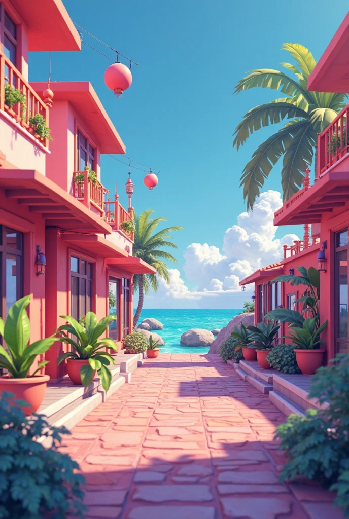 A vibrant digital animation scene, cel shaded art style with bold ...
